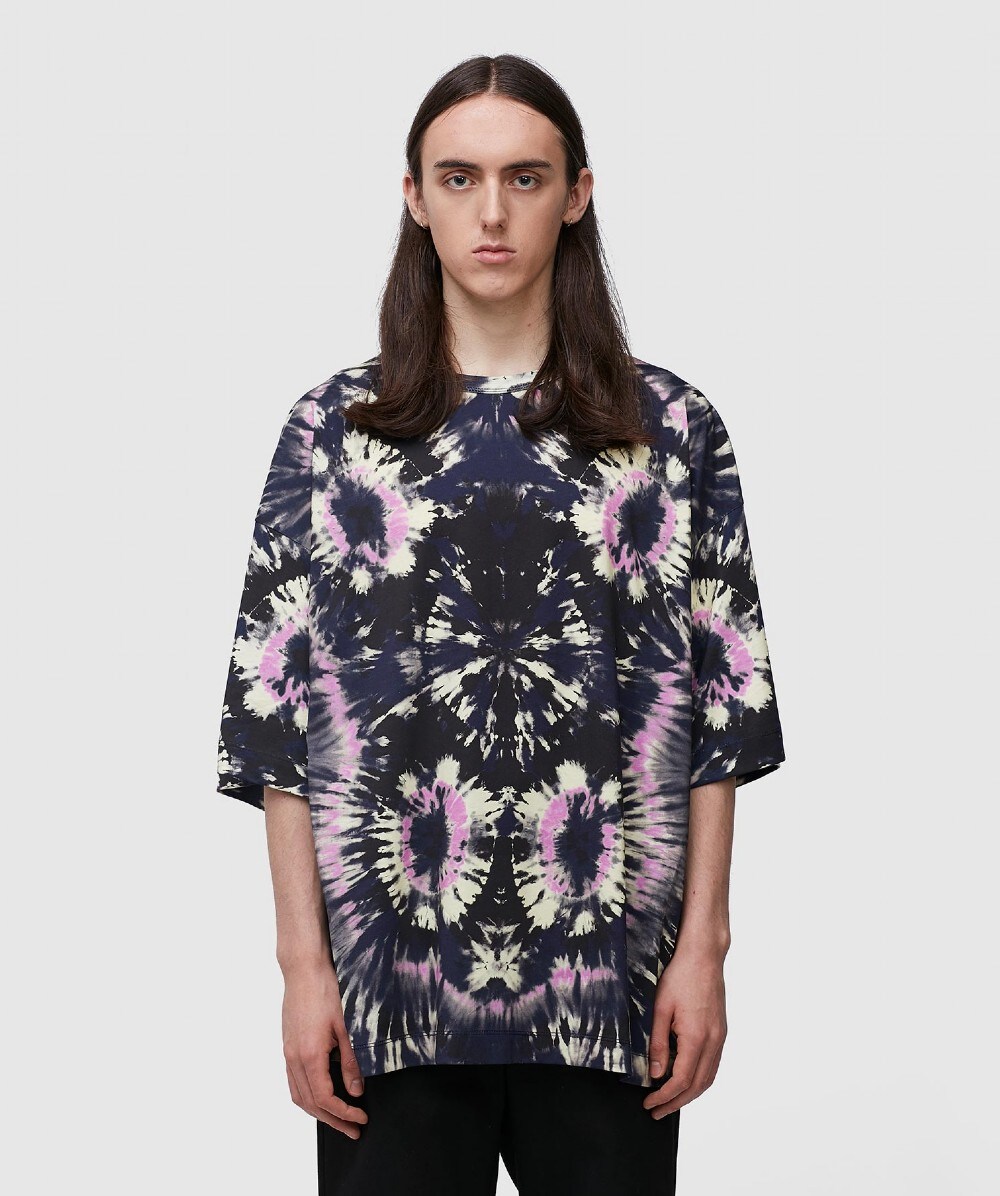 DRIES VAN NOTEN OVERSIZED TYE DYE T SHIRT NAVY SEVENSTORE