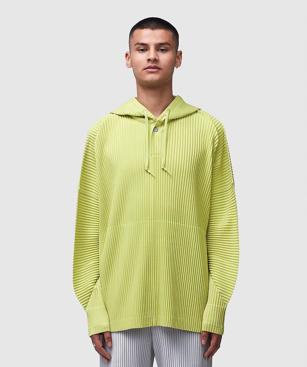 HOMME PLISSE ISSEY MIYAKE PLEATS HOODED SWEATSHIRT | Green | SEVENSTORE