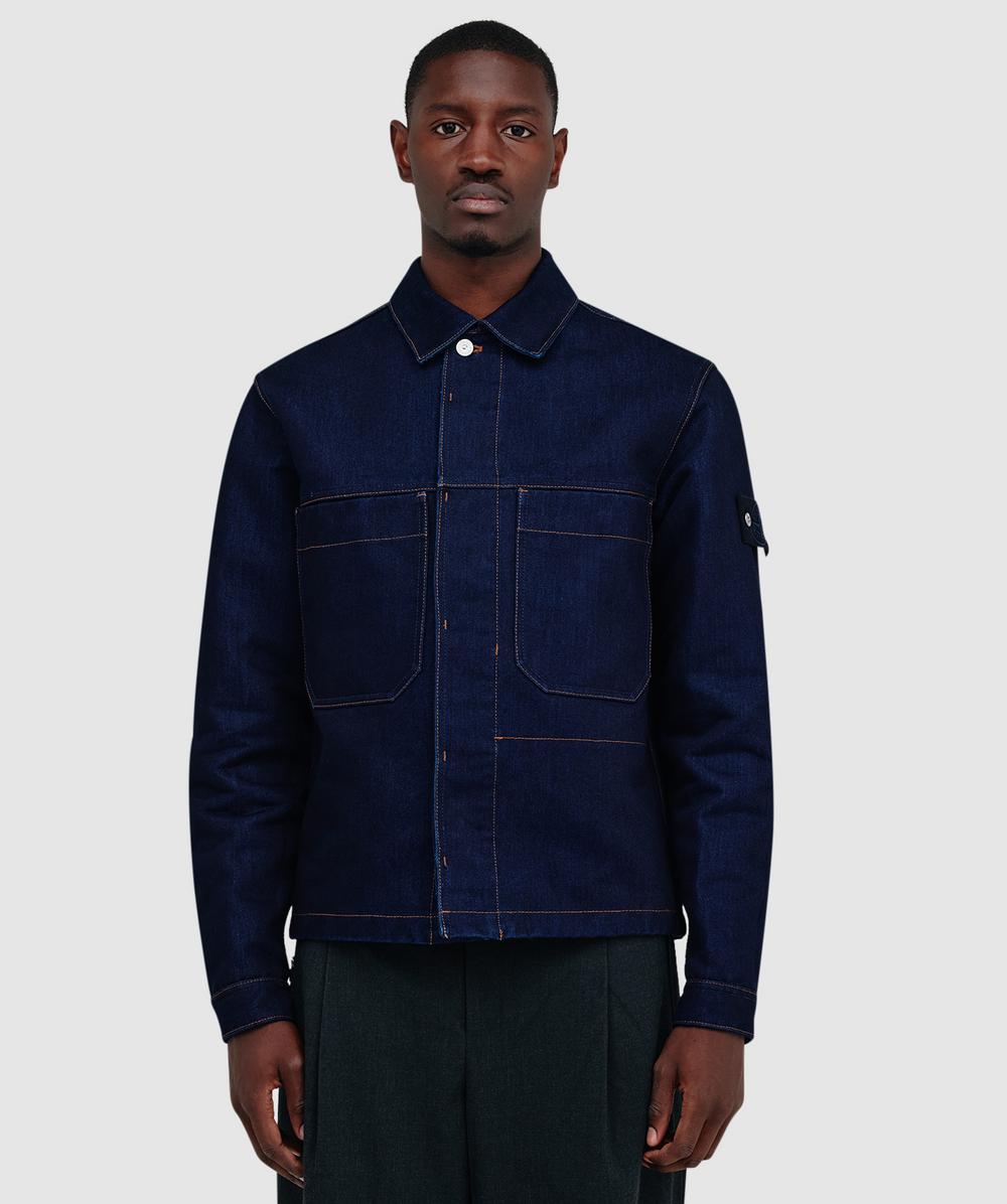 Stone Island Coach Jacket With Chest Pockets And Rinsed Finish In Blue ...